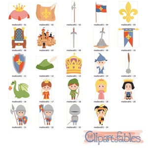 MEDIEVAL Clipart, Fairy Tale Clip Art, Arthur Clipart, Boy Party Decor ...