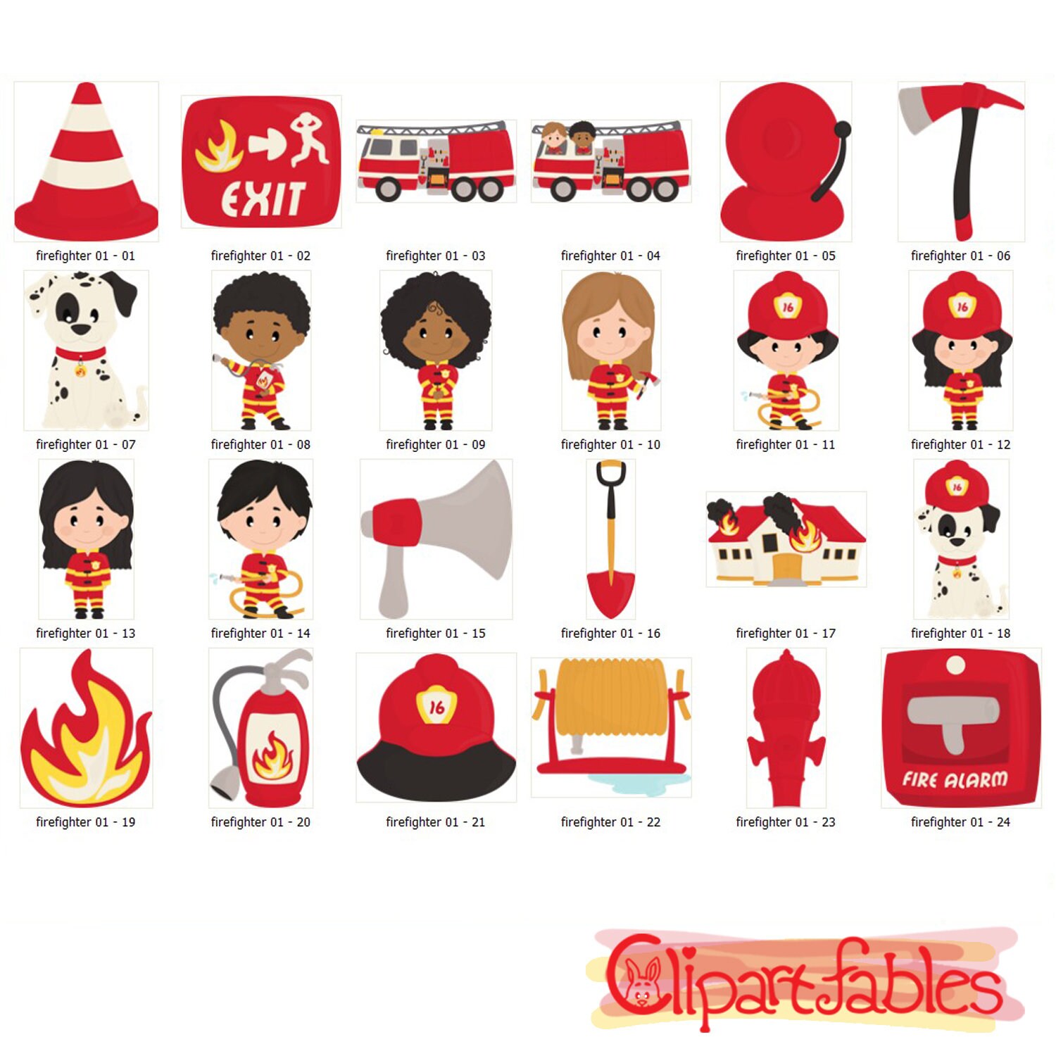 Cute FIREFIGHTER Clip Art Fire Truck Clipart Fire Theme - Etsy