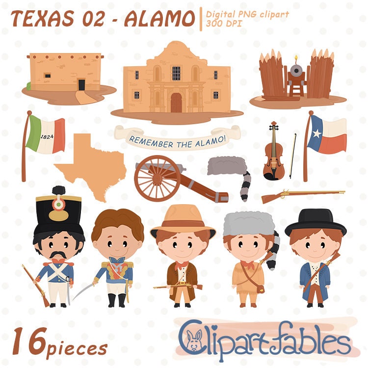 Battle of the ALAMO Clipart, Education, TEXAS History, the 13-day Siege ...
