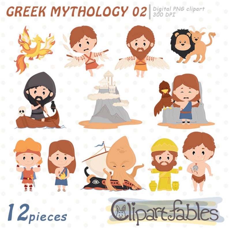Cute GREEK MYTHOLOGY 2 Clipart Ancient Greece Kraken - Etsy