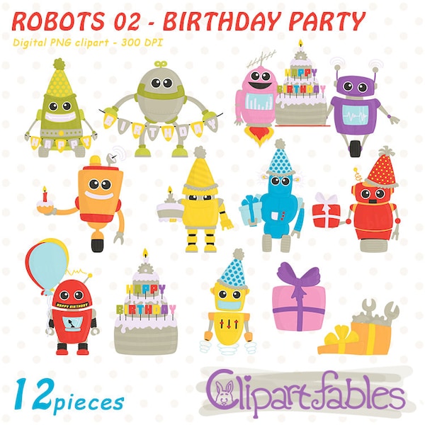 Robot Birthday Card - Etsy