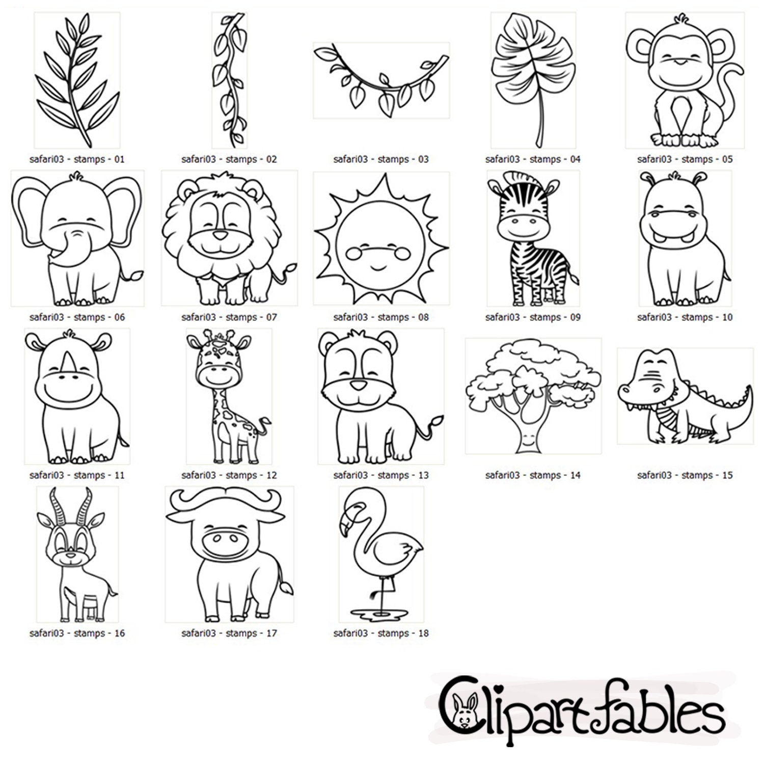 SAFARI FRIENDS, Jungle Animals - Digital Stamps, Baby Animals, Jungle ...