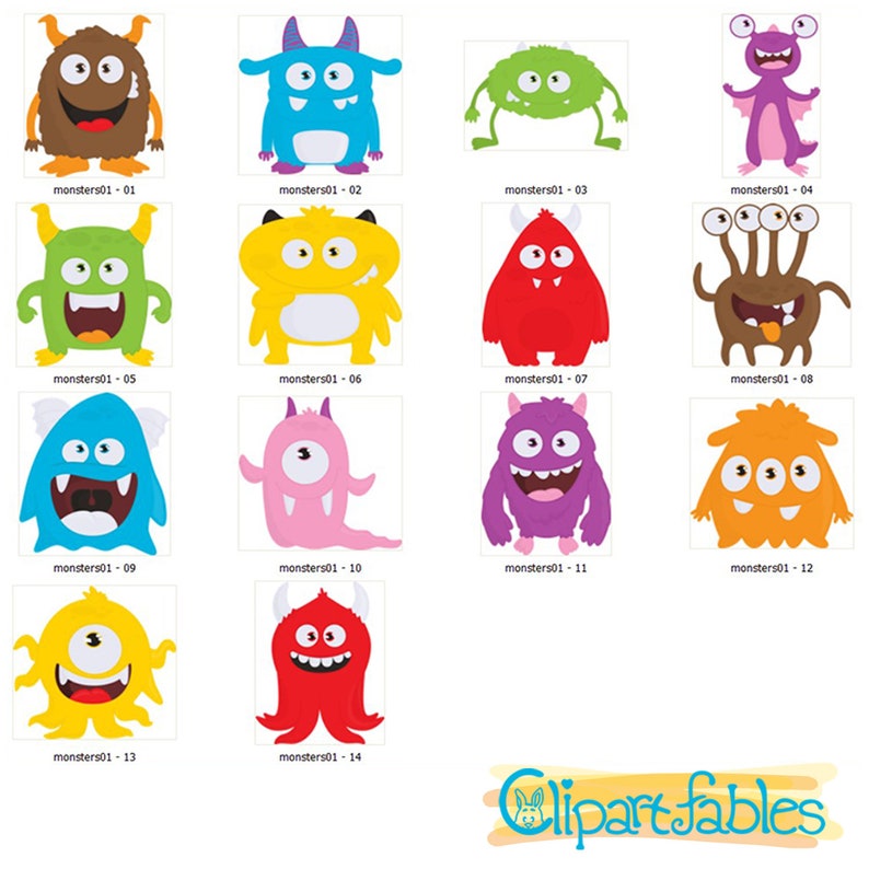 Cute MONSTERS clipart Weird Creature Creepy aliens PNG clip - Etsy España