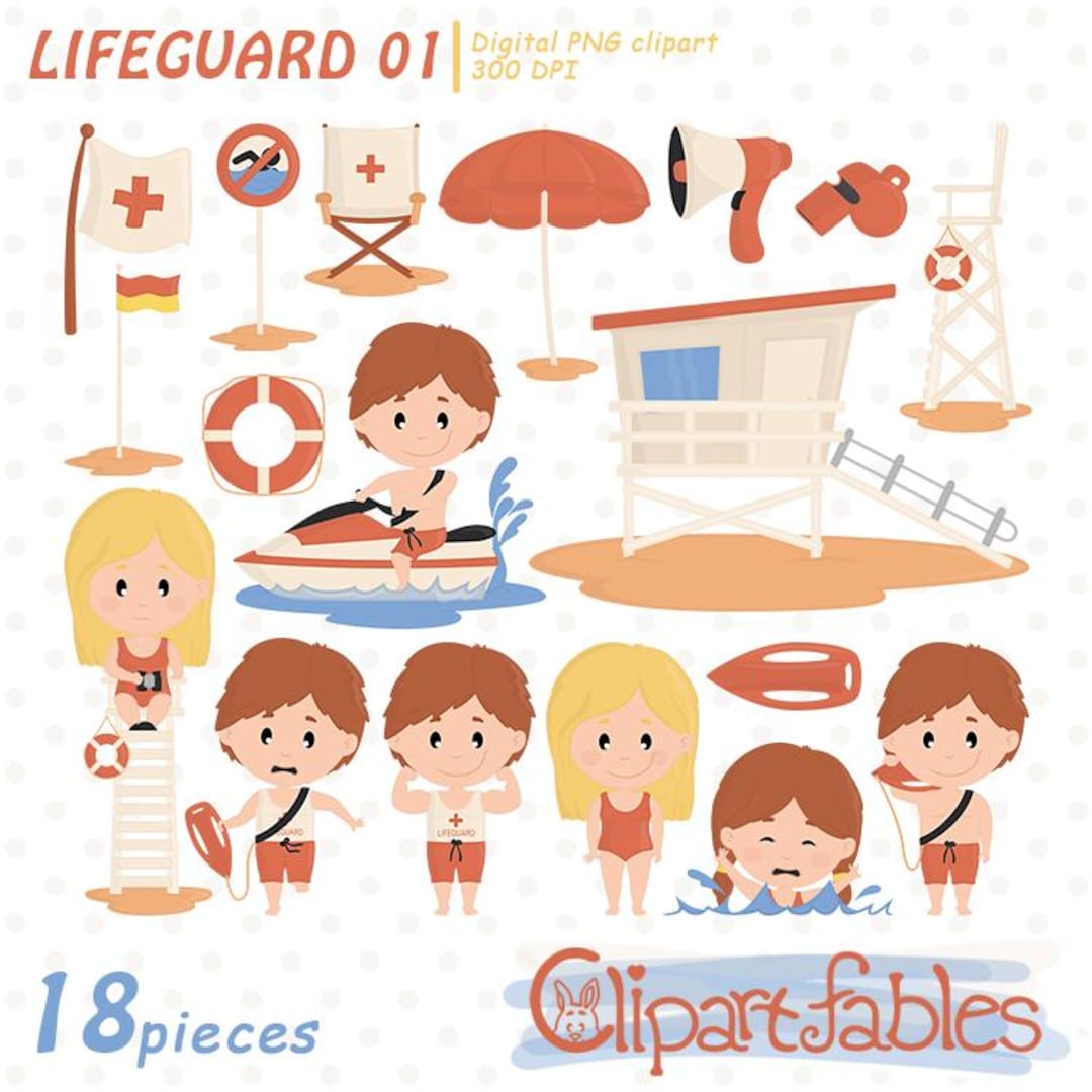 LIFEGUARD Clipart, Happy Kids, Baywatch Clipart, Beach Clipart, INSTANT ...
