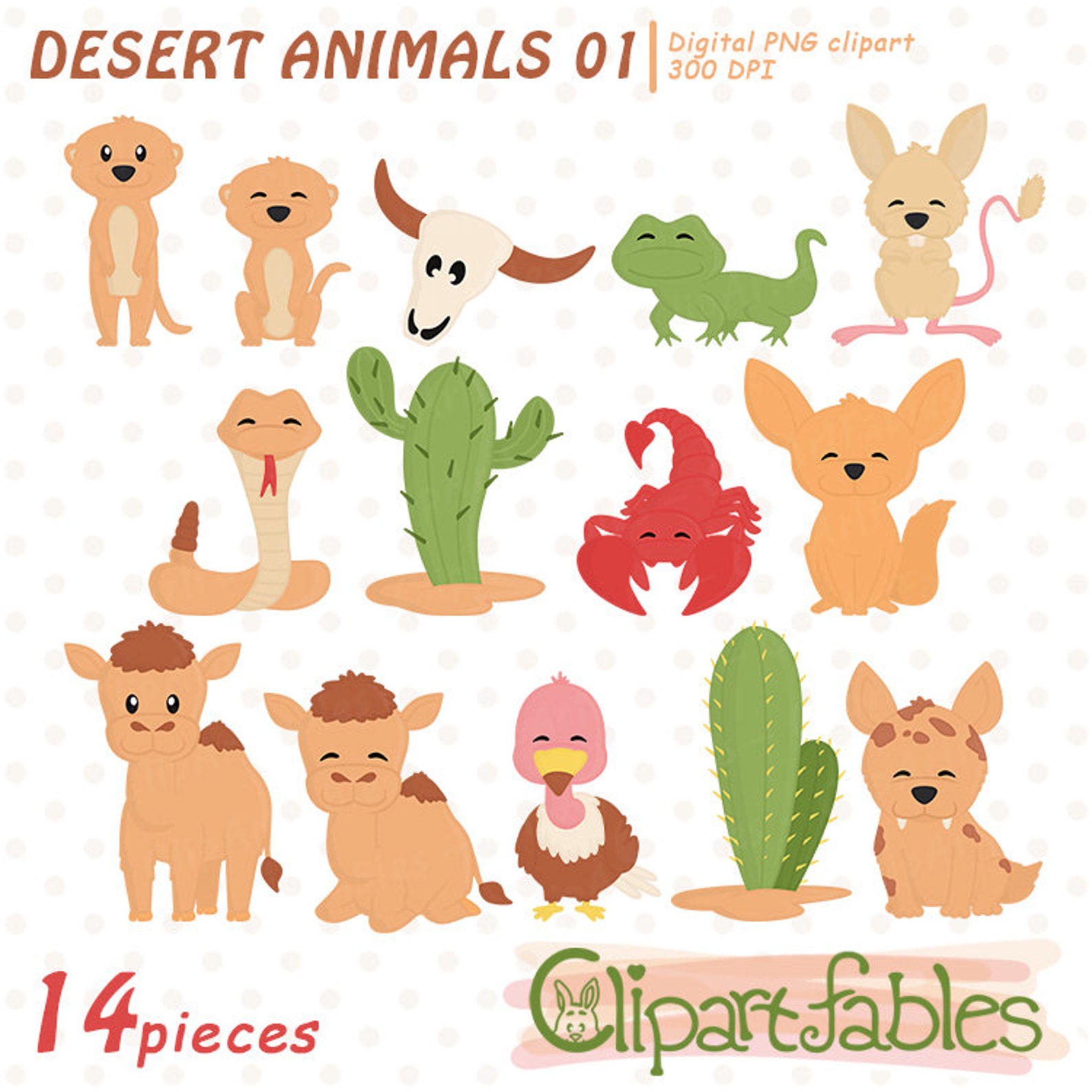 DESERT ANIMALS Clipart Cute Wild Animals Baby Animals Clip - Etsy Finland
