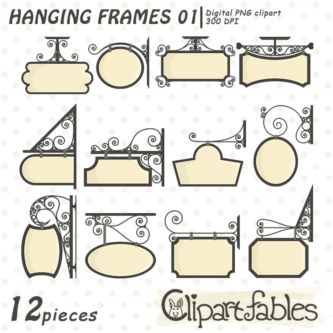 HANGING SIGN Clipart, Street Sign, Border, Company Name Sign INSTANT ...