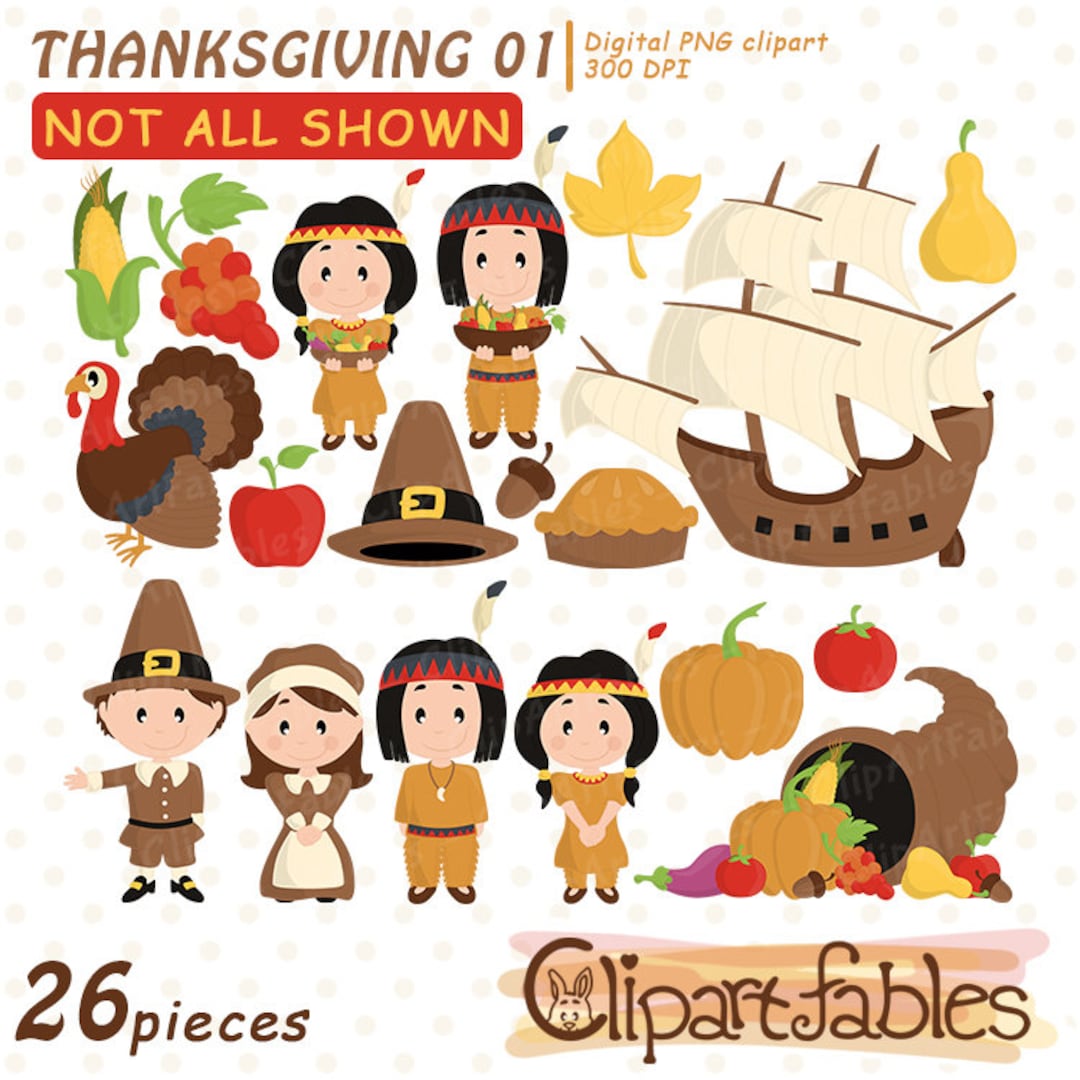 Happy THANKSGIVING Day Clipart, Scrapbooking, Turkey Clipart, Cute ...