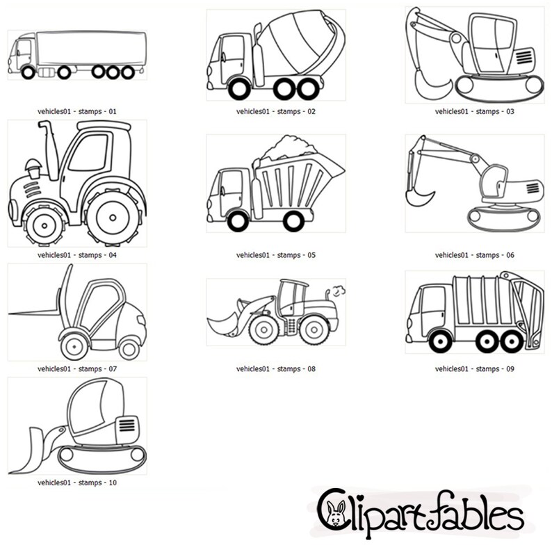 UNDER CONSTRUCTION digital stamps Cute TRUCK clipart Tractor | Etsy