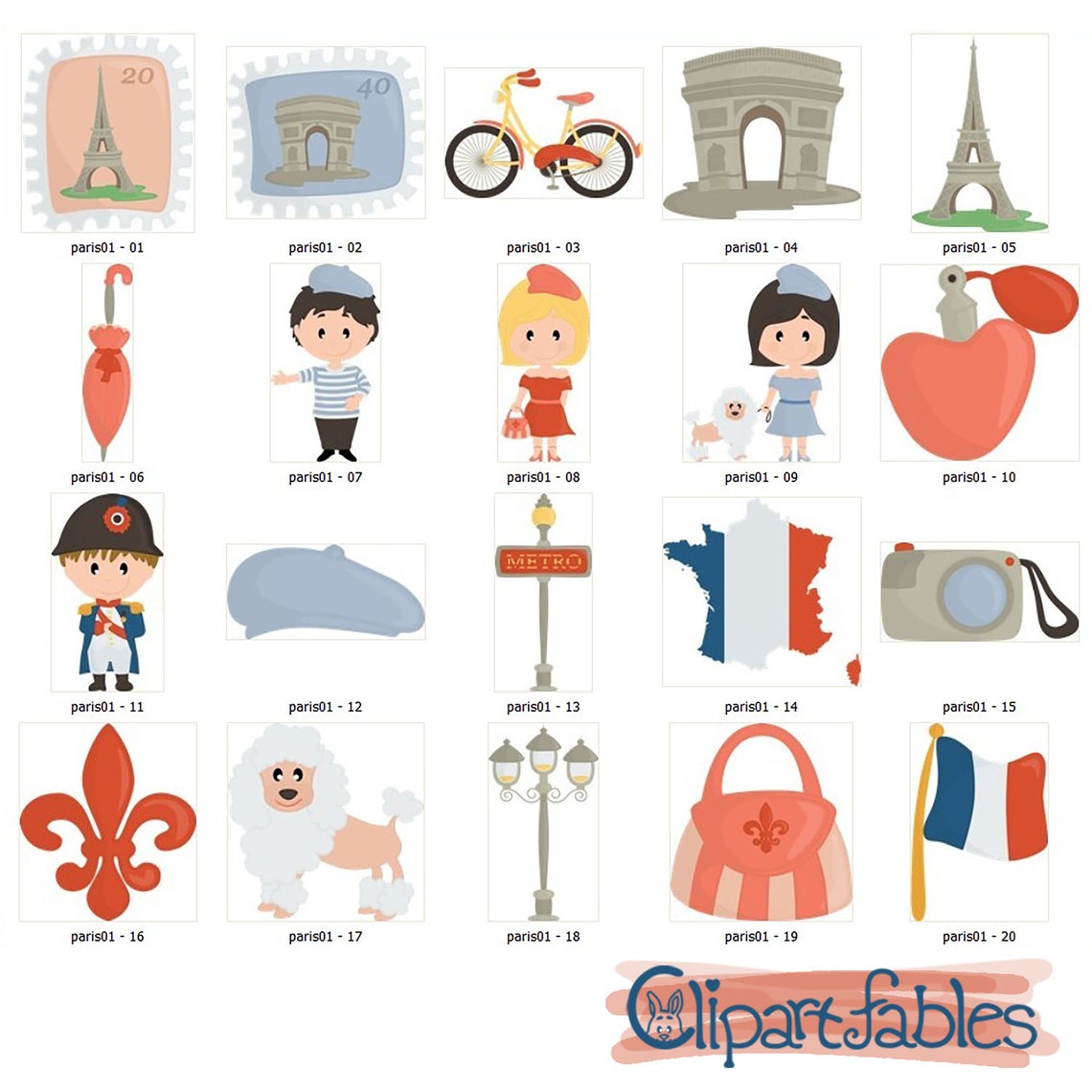 PARIS Clipart Cute Eiffel Tower Clip Art French Girl | Etsy UK
