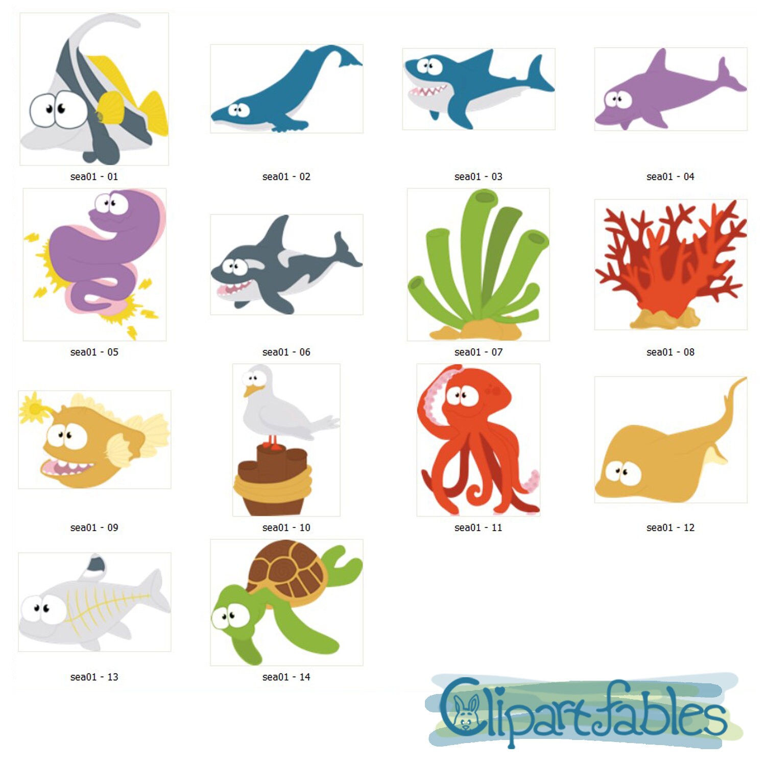 UNDER the SEA Clipart, Sea Animal Friends, Sea Party Decor, Shark ...