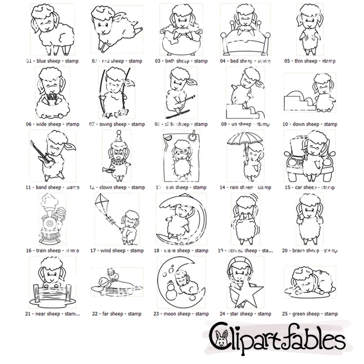 Where is the GREEN SHEEP Digital Stamps, Cute Sheep Line Art, Leisure ...