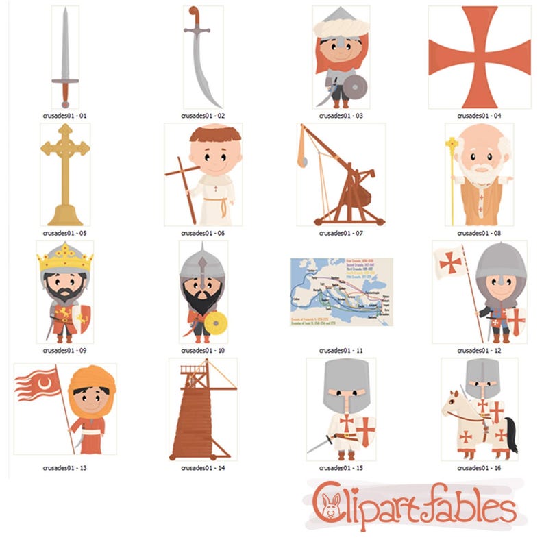 CRUSADES Clipart, European History, Dark Ages Illustrations - Medieval ...