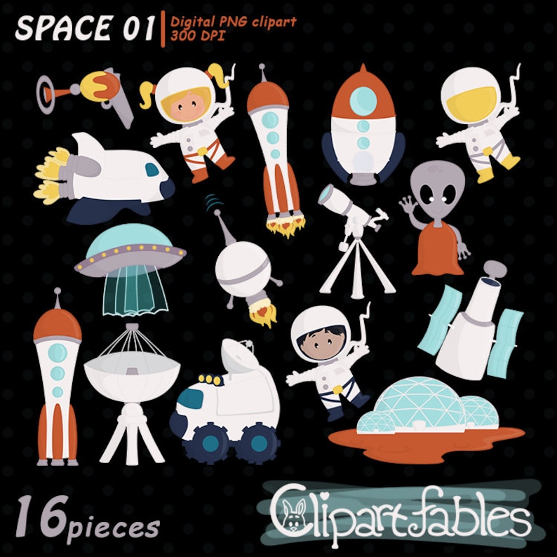 Cute Outer SPACE Clipart Astronaut Clip Art Happy Kids - Etsy