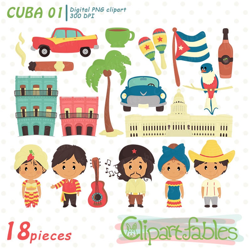 CUBA Clipart Colorful Havana Salsa Music Cute Dancer Kids | Etsy