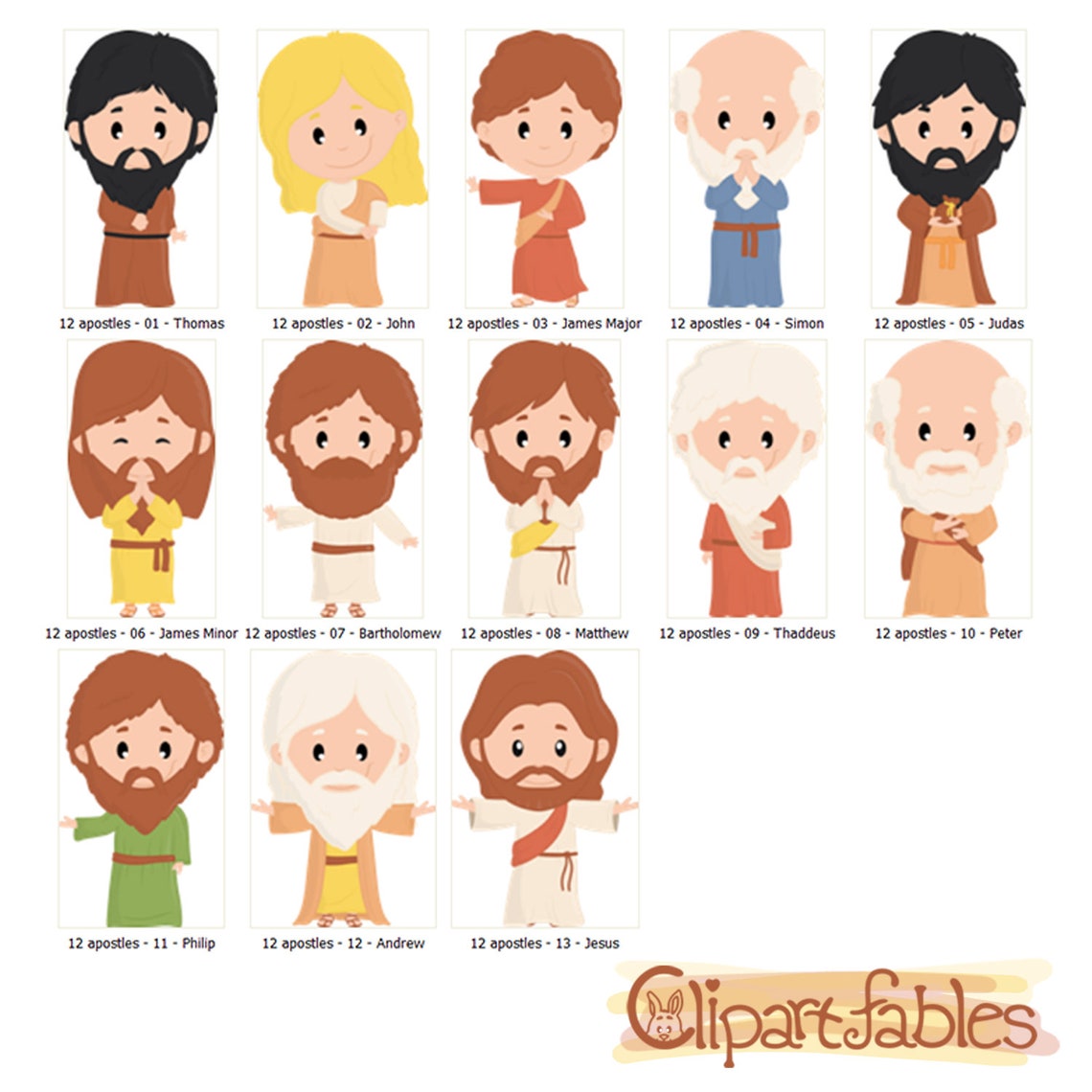 JESUS and the 12 APOSTLES Clipart the Last Supper - Etsy
