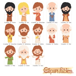 JESUS and the 12 APOSTLES Clipart, Last Supper, Educational, Religious ...