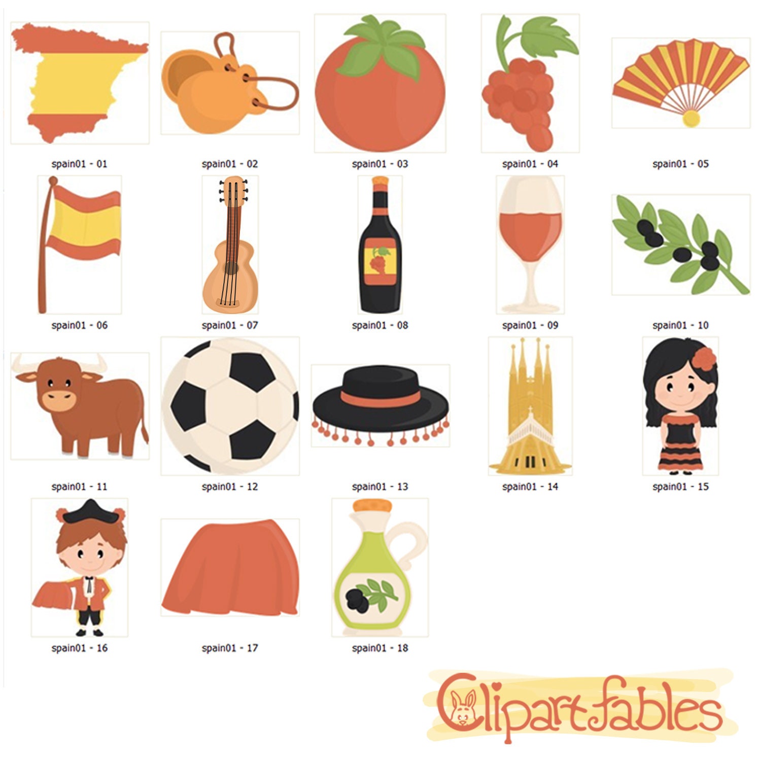 Cute SPAIN clipart, Español, Toreador clipart, Spanish Guitar art ...