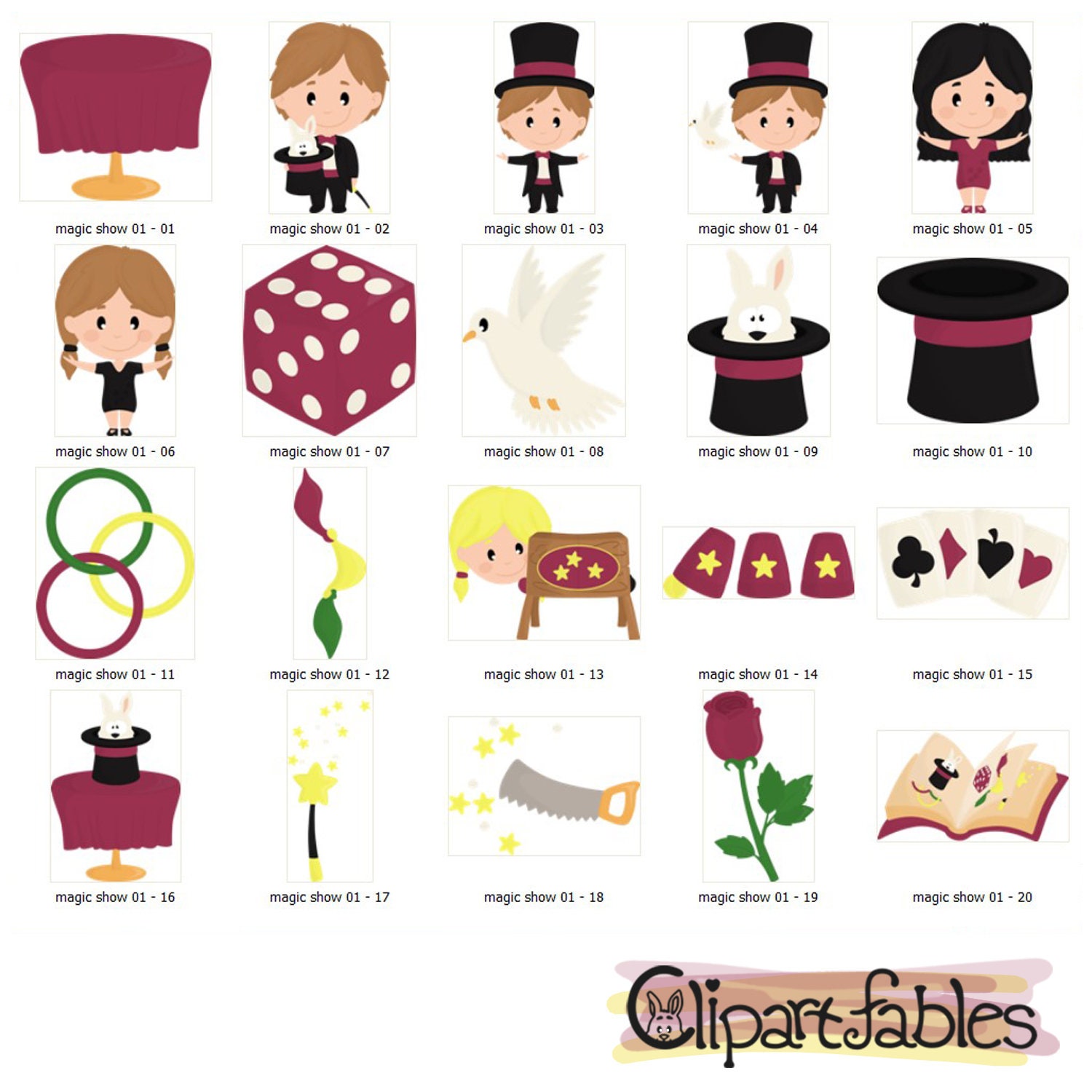 Cute MAGICIAN Clipart Magic Party Clip Art Magic Trick - Etsy