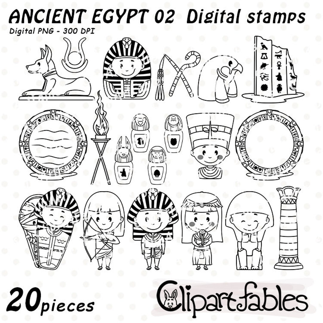 ANCIENT EGYPT Digital Stamps, Travel, Nefertiti Outline, Ancient ...