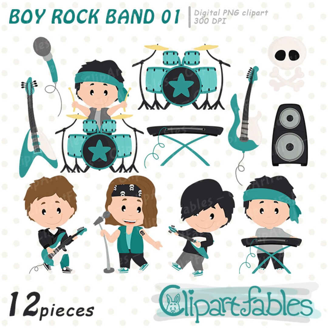 Cute Boy ROCK STAR clipart, Clip art de concierto, Guitarra eléctrica ...