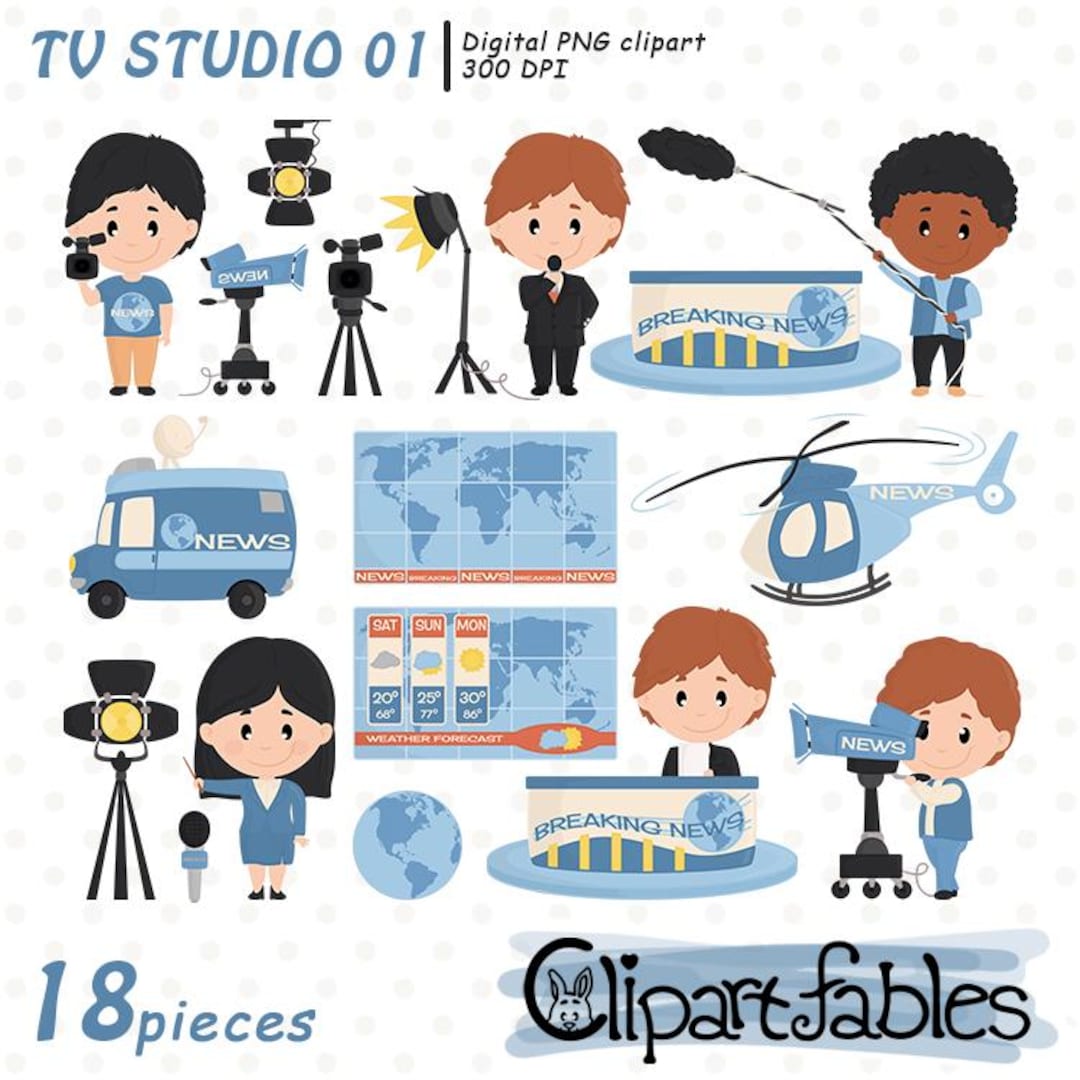 TV STUDIO Clipart, News Reporter Art, Reporter Kids, Weather Forecast ...
