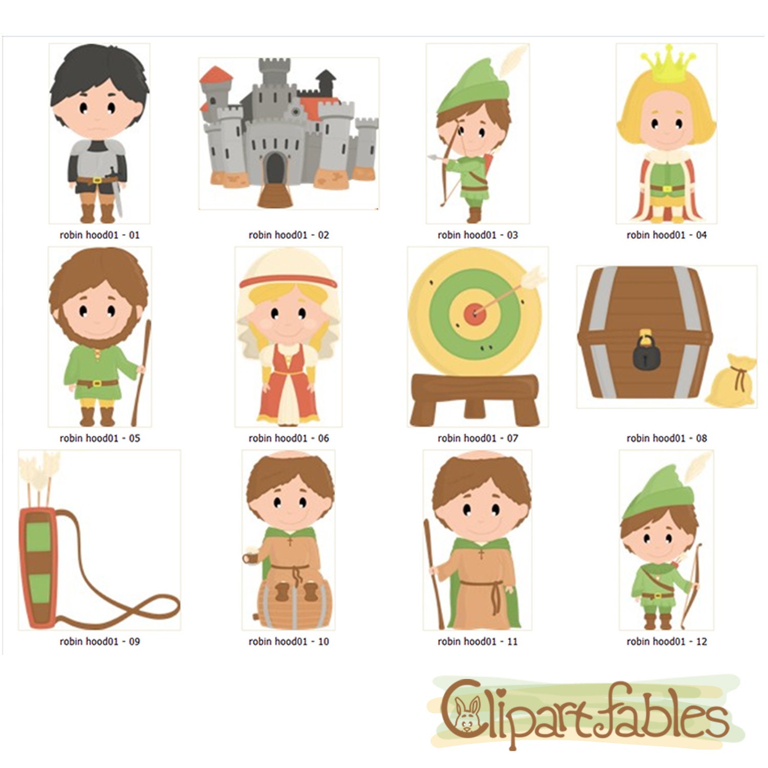 ROBIN HOOD Clipart, Cute Middle Age Story, English History, Prince of ...