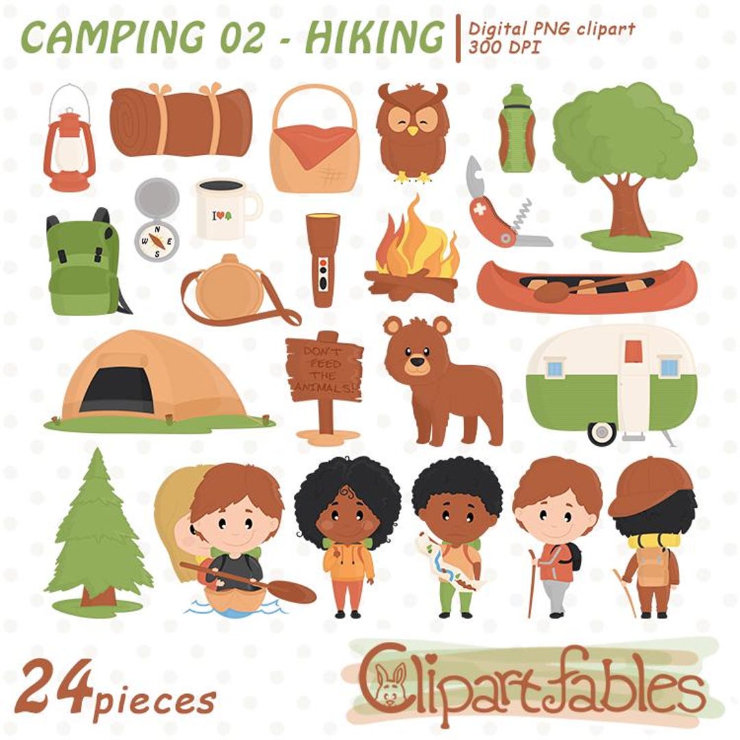 HIKING Clipart, CAMPING, Outing, Trip, Forest Hike, Hiking Kids ...