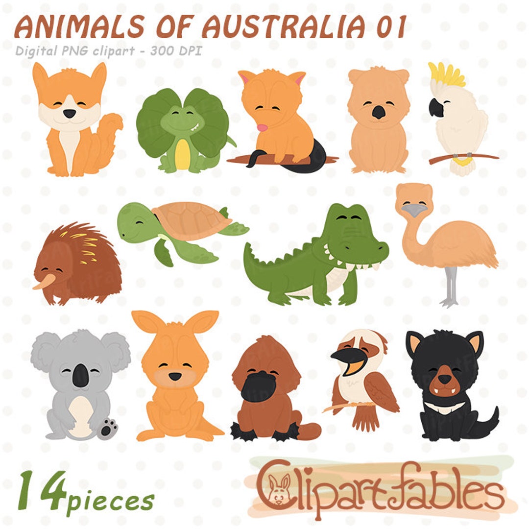AUSTRALIAN ANIMALS Clipart, Aussie Animals, Baby Animals, Emu, Koala ...