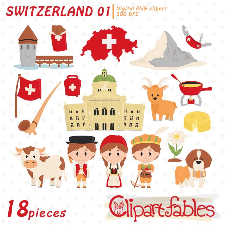 SWITZERLAND Clipart, Europe Clip Art, Swiss Kids, Matterhorn, William ...