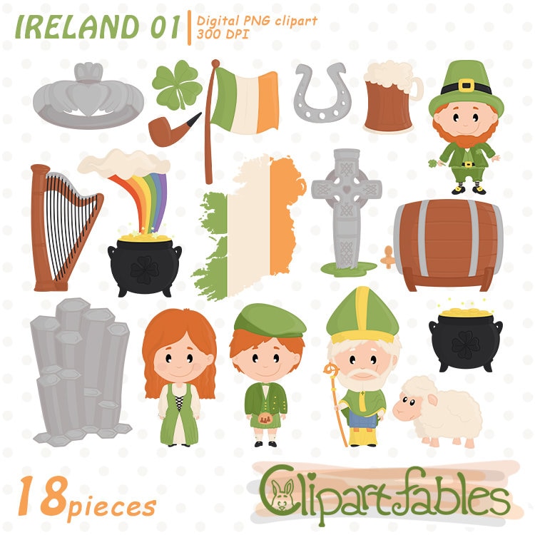 Cute IRELAND Clipart, Irish Clip Art, Celtic Art, Travel, St. PATRICK'S ...
