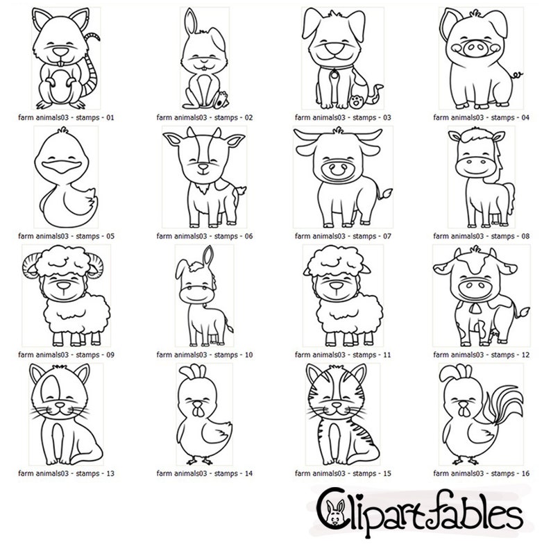 FARM Animals, DIGITAL STAMPS, Baby Animals, Barnyard Clipart, Horse ...