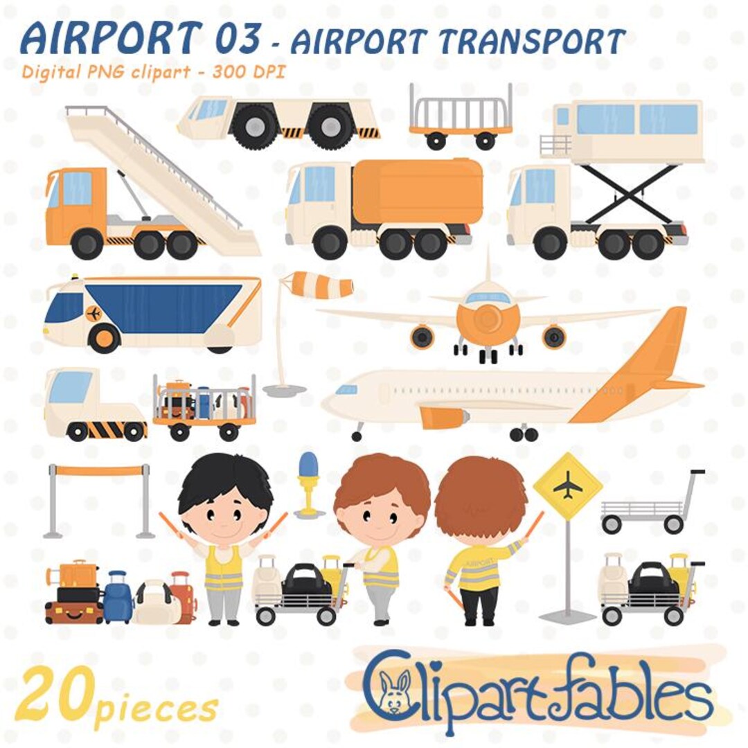 AIRPORT TRANSPORT Clipart, Airport Workers, Aircraft, Airport Equipment ...