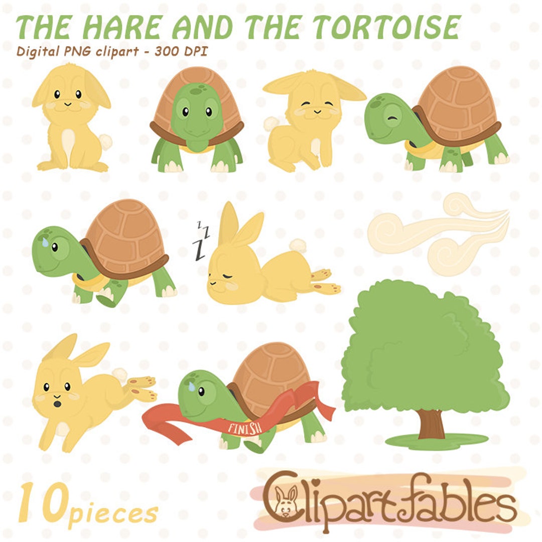 HARE and TORTOISE Clipart for Kids La Fontaine's Fable - Etsy