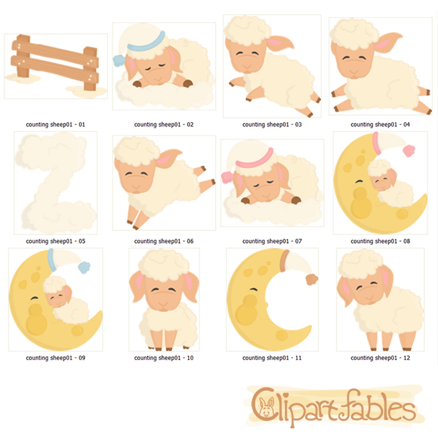 Cute COUNTING SHEEP Clipart for Sleep Lullaby Music for - Etsy UK