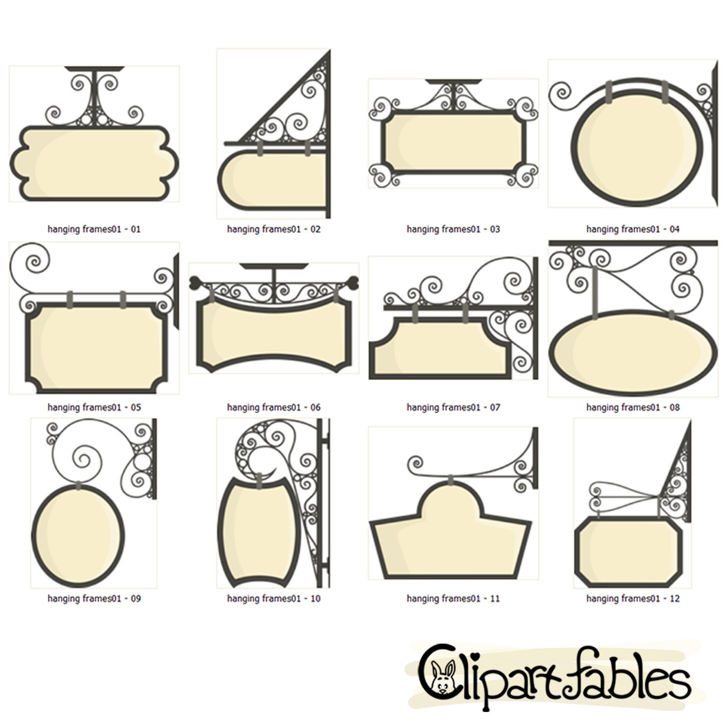 HANGING SIGN Clipart, Street Sign, Border, Company Name Sign INSTANT ...