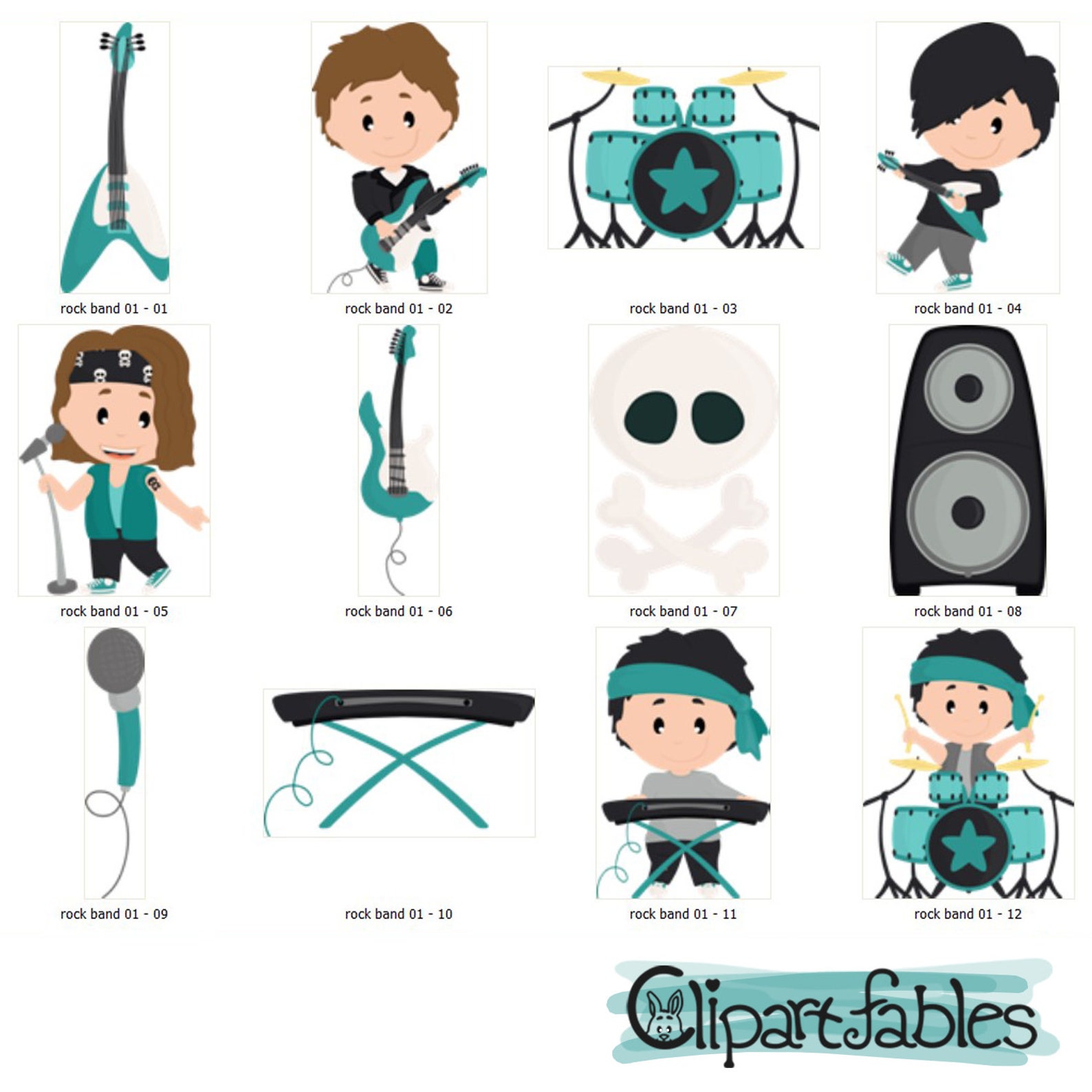 Cute Boy ROCK STAR Clipart Concert Clip Art Electric Guitar - Etsy