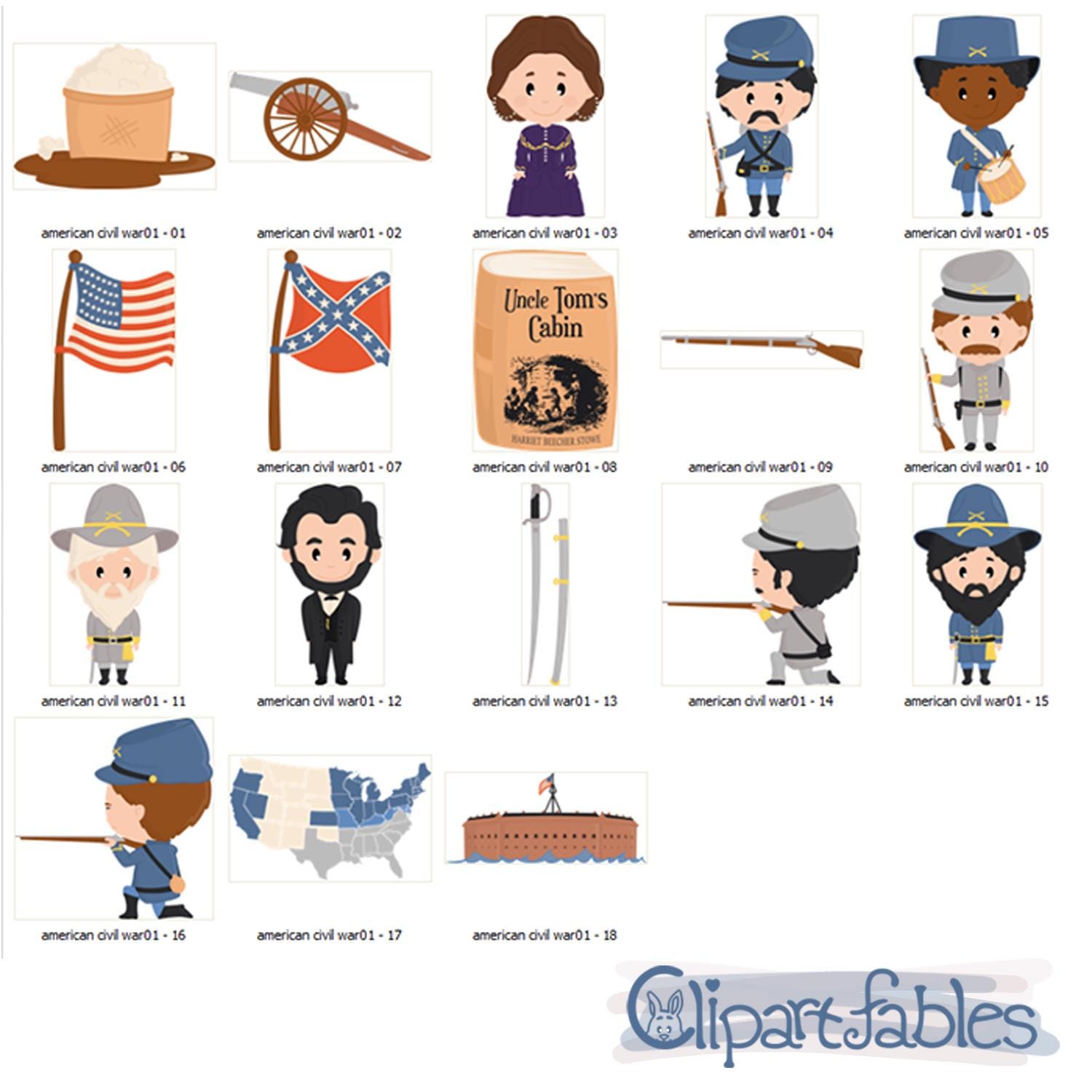 AMERICAN CIVIL WAR Clipart, American History, Abraham Lincoln ...