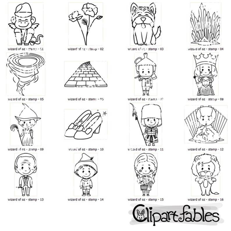 WIZARD of OZ Inspired Digital Stamps Dorothy Wicked Witch - Etsy