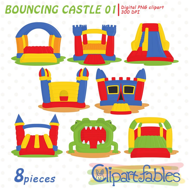 BOUNCING CASTLE Clipart, Bouncing House, Inflatable Bouncer, Bouncy ...