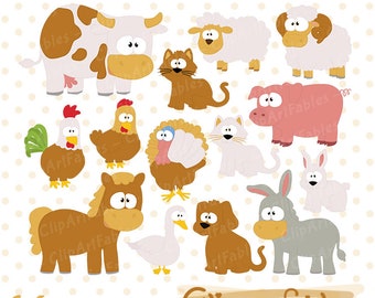 Farm Animals Clipart Cow Horse Duck Sheep Pig (Instant Download) - Etsy ...