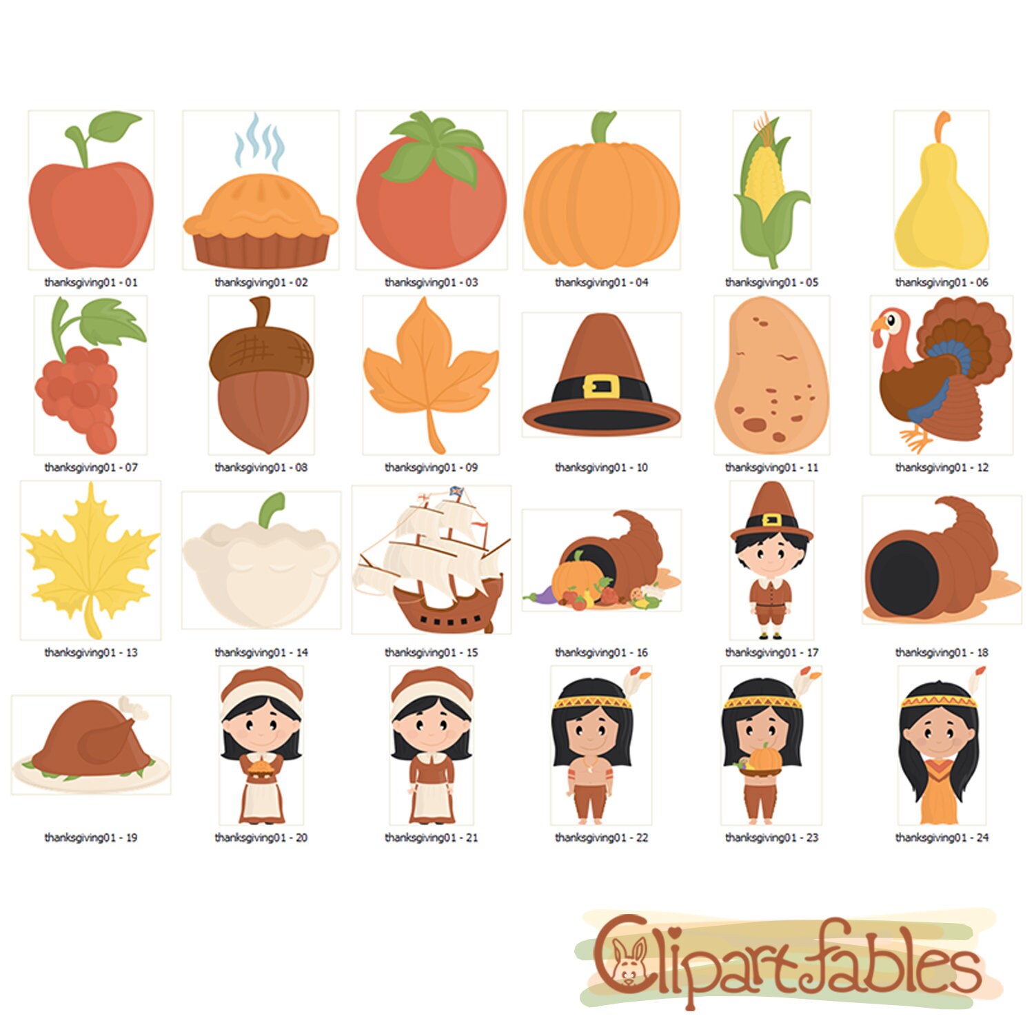 Happy THANKSGIVING Day Clipart, Scrapbooking, Turkey Clipart ...