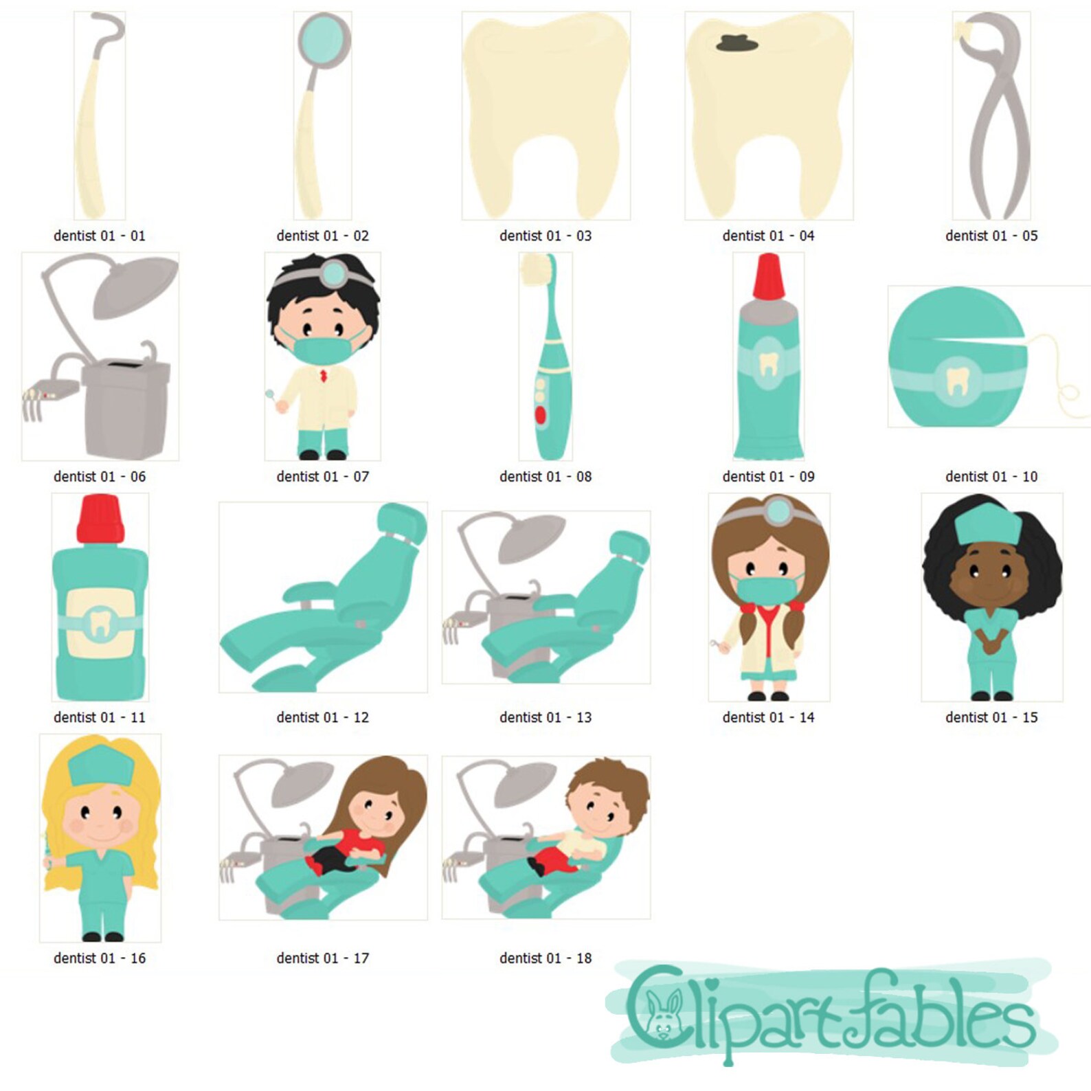 Cute DENTIST Clipart Dental Clinic Cilp Art Teeth Dental - Etsy