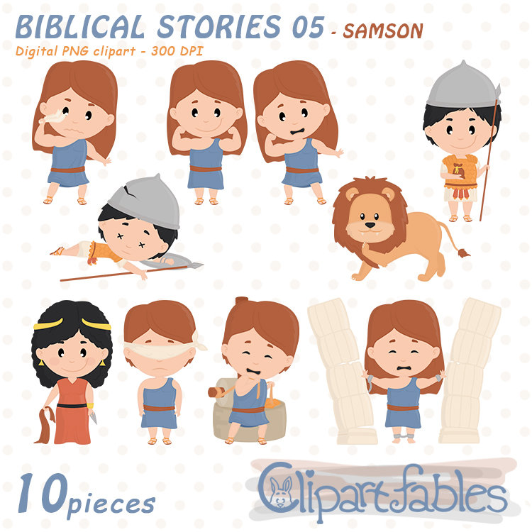 SAMSON and DELILAH Clipart, Religious, Philistines, Donkey Jawbone, Samson and the Lion ...