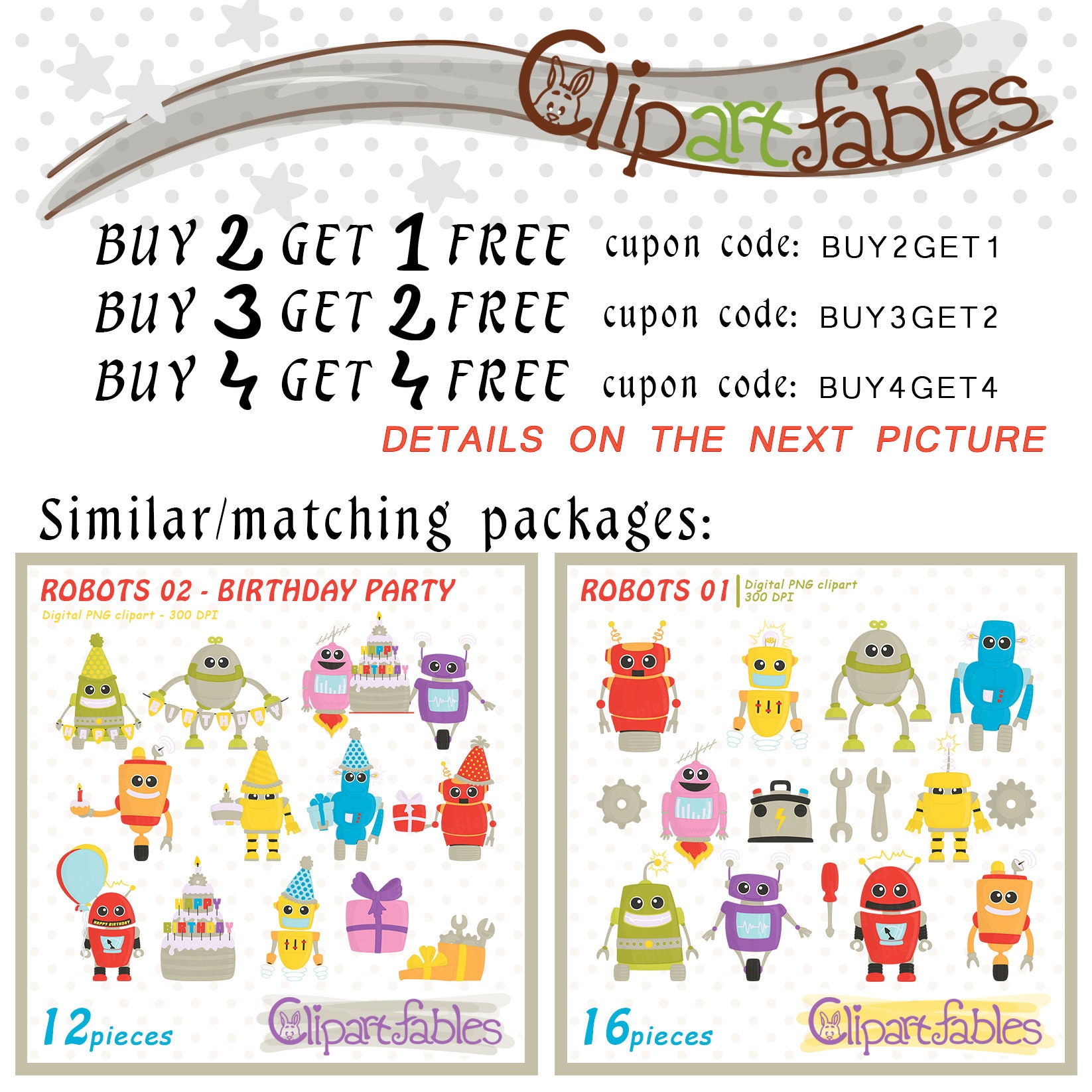 Cute ROBOTS Digital STAMPS, Funny Robot Friends, Robot Birthday Party ...