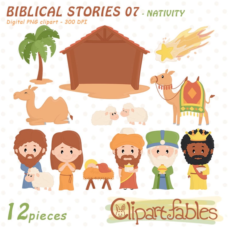 NATIVITY Clipart, Biblical Story, Birth of Jesus, Christmas Time, Baby ...
