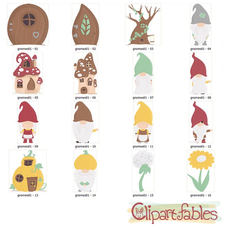 Cute GNOME clipart Woodland clip art Forest gnomes Mushroom | Etsy