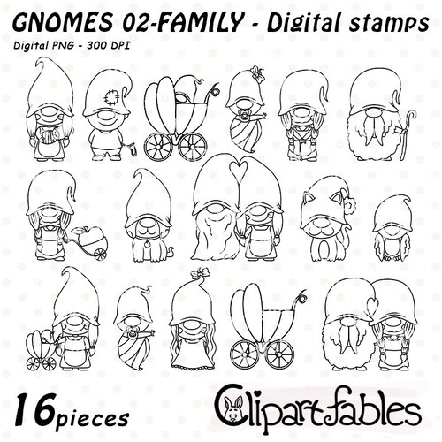 GNOME DIGITAL STAMPS Woodland Stamp Forest Gnomes Cute - Etsy