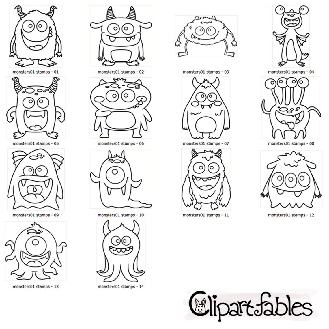 Cute MONSTERS Digital Stamps Creepy Aliens PNG Stamps - Etsy UK