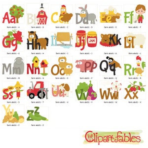 FARM ALPHABET Clipart, Barnyard, KIDS Alphabet, Child Educational ...