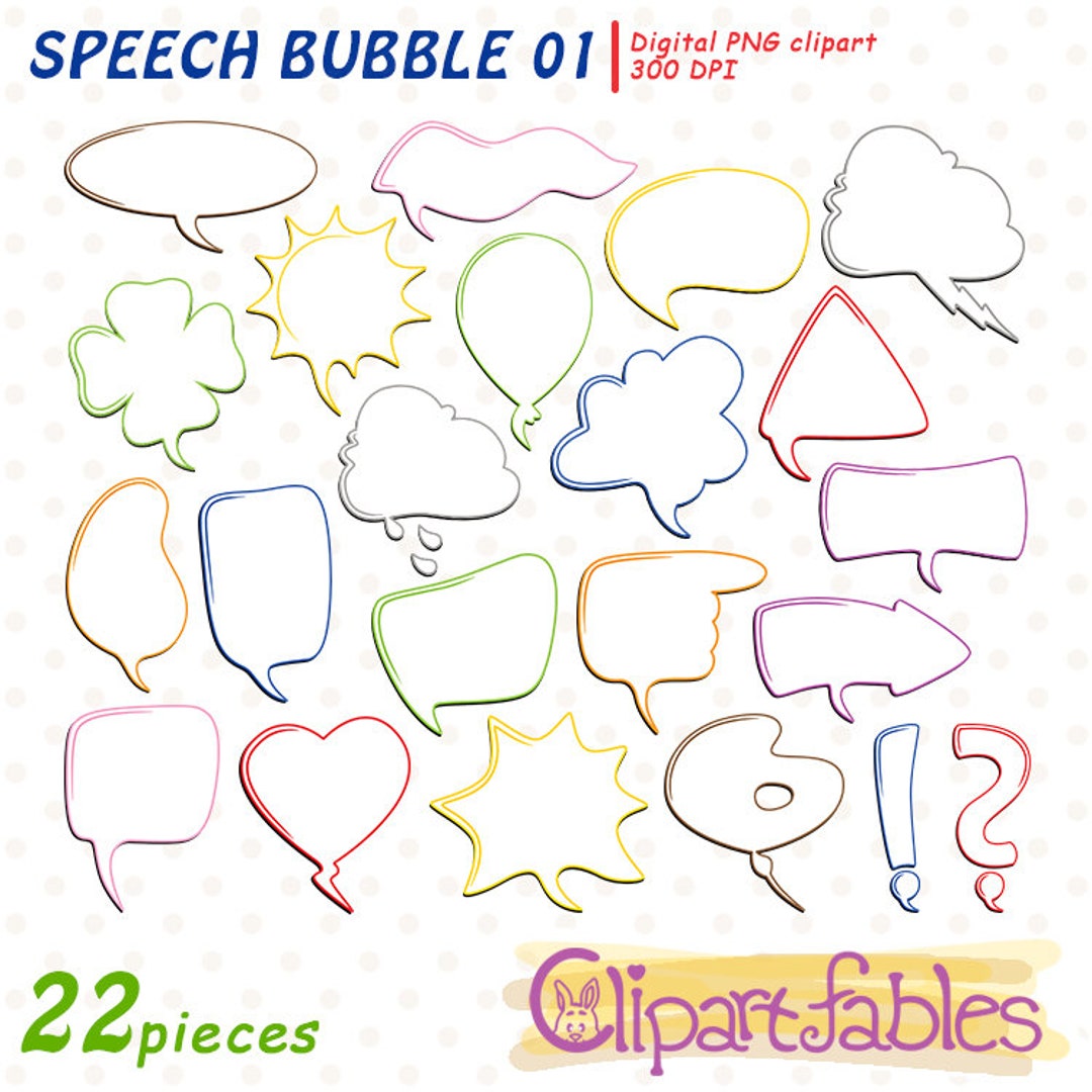 SPEECH BUBBLE Clipart, Colorful Text Bubbles, Comic, Chat, Talk Bubbles ...